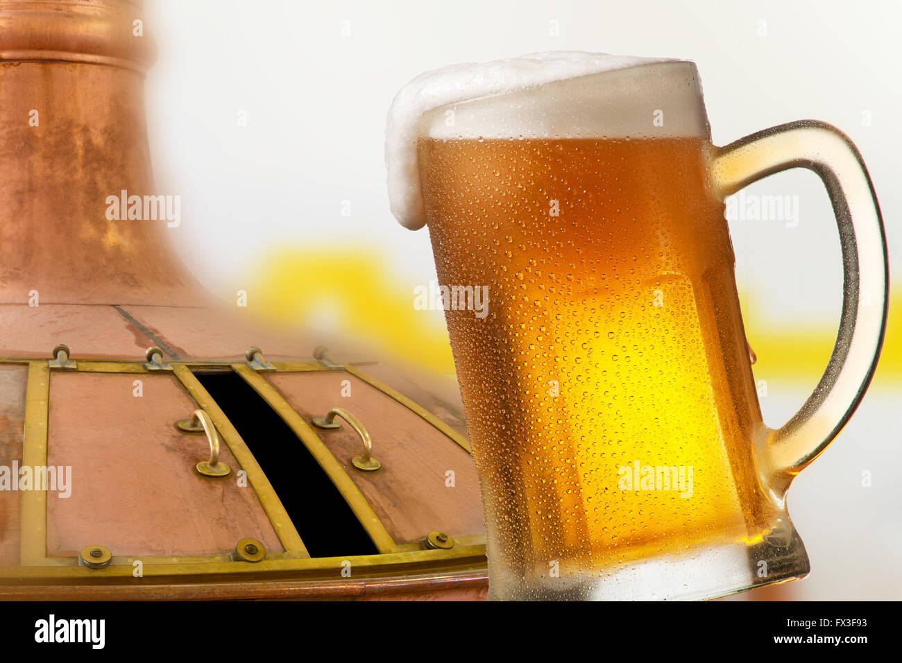 glass of beer with drops of water in the brewery Stock Photo - Alamy