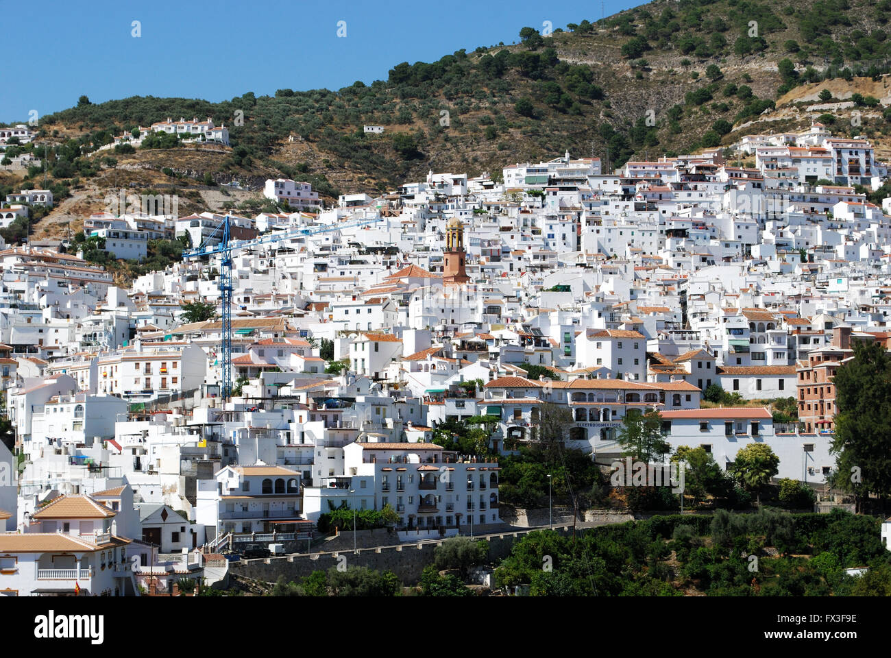 View of the town with the The Assumption (La Asuncion) church tower to ...