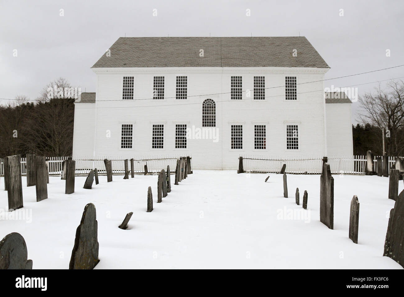 Looking past headstones towards Rockingham Meeting House, Rockingham ...