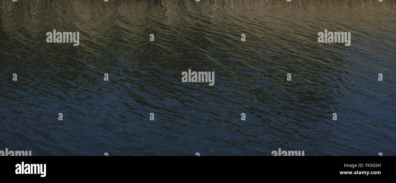 Gently rippled river with blue, green and yellow reflections Stock ...