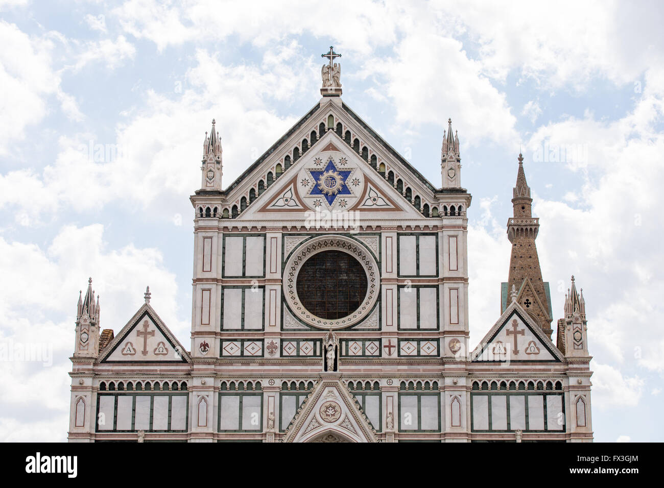 Marble facade of Santa Croce Church in Florence, Italy. The Florentine ...
