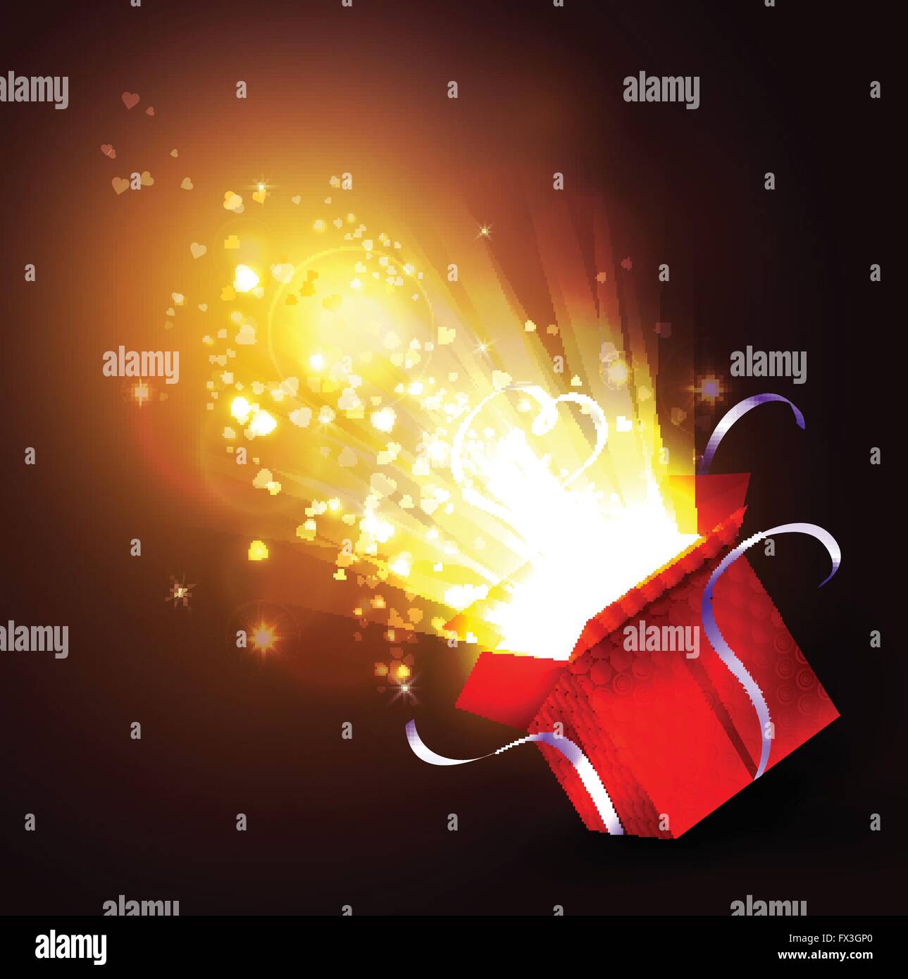 Open gift box with bright rays of light Stock Vector Image & Art - Alamy