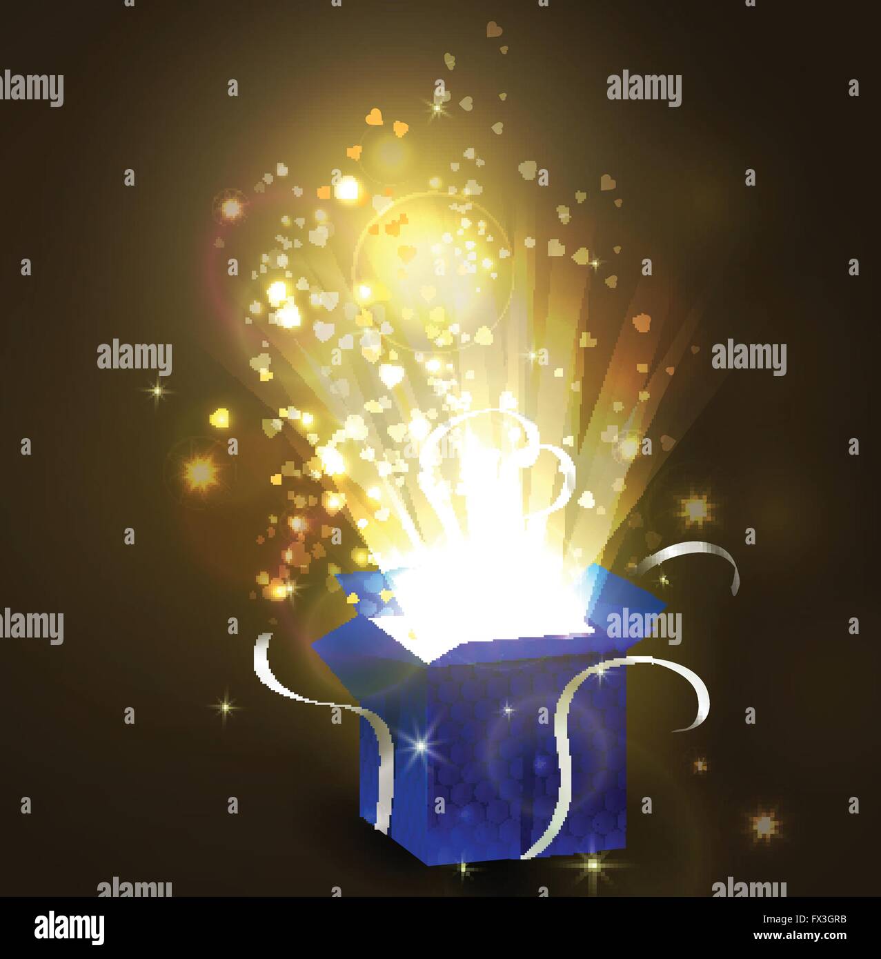 Open gift box with bright rays of light Stock Vector Image & Art - Alamy