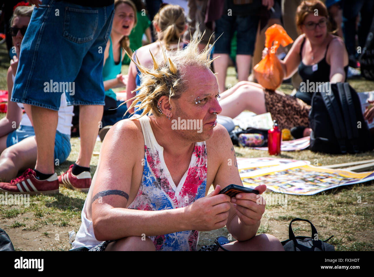 Punk man at protest march, London Stock Photo - Alamy