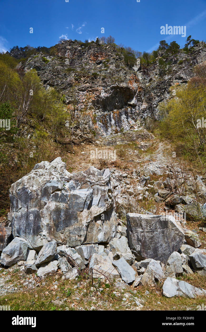Results of an avalanche after a huge rock broke from the mountain Stock ...