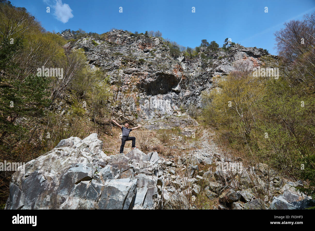 Results of an avalanche after a huge rock broke from the mountain Stock ...