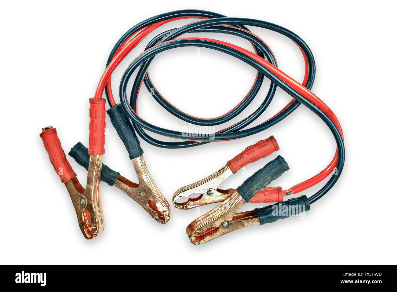 Jumper cables isolated on white background Stock Photo - Alamy