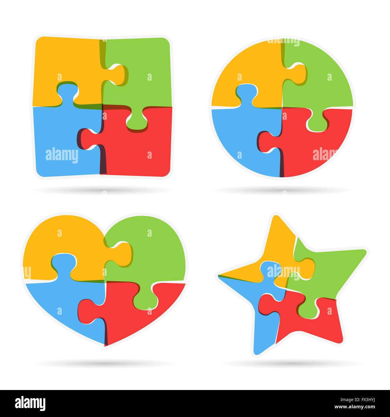 Set of different puzzle objects Stock Photo - Alamy