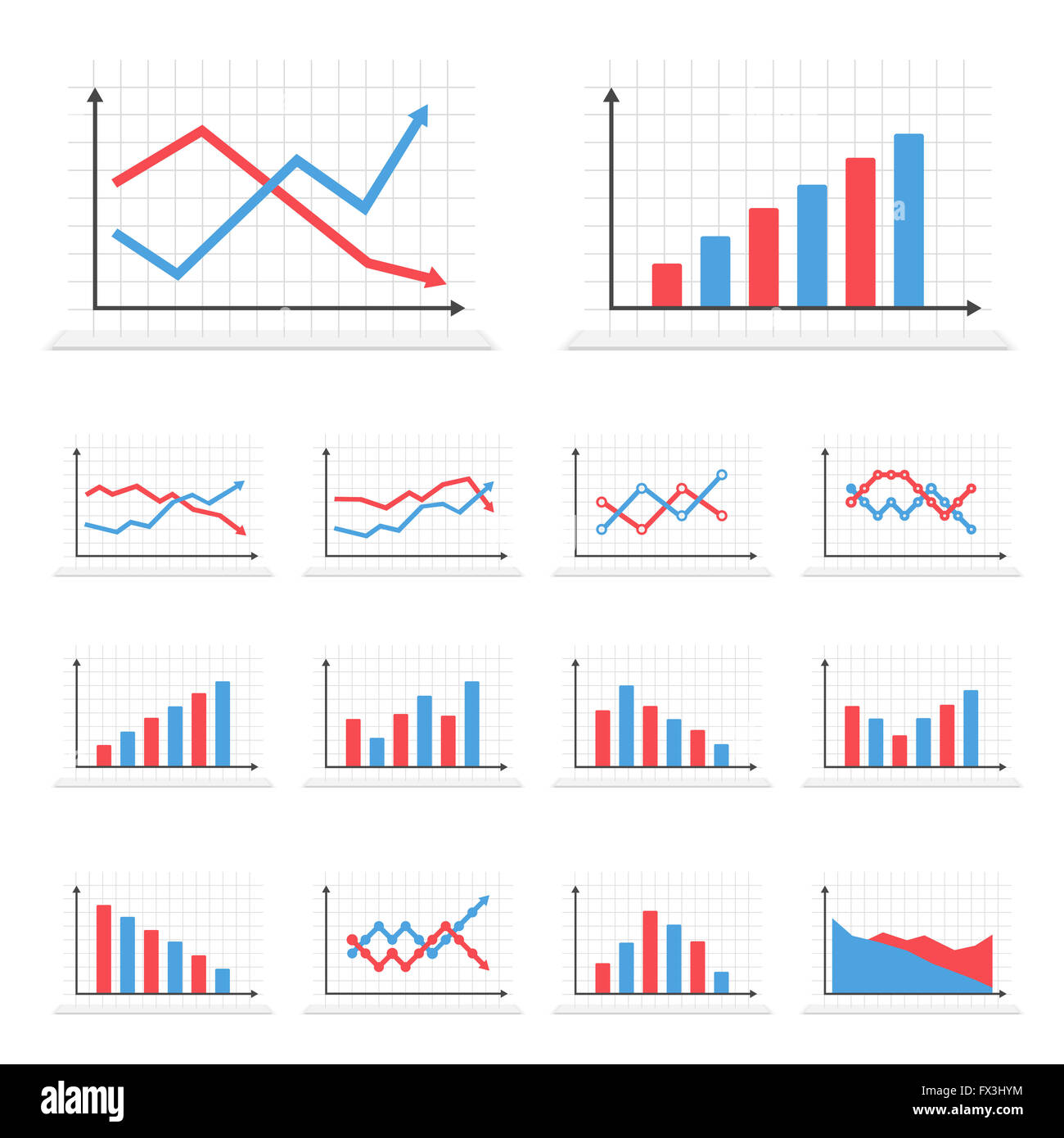 Set of different graphs on white background Stock Photo - Alamy