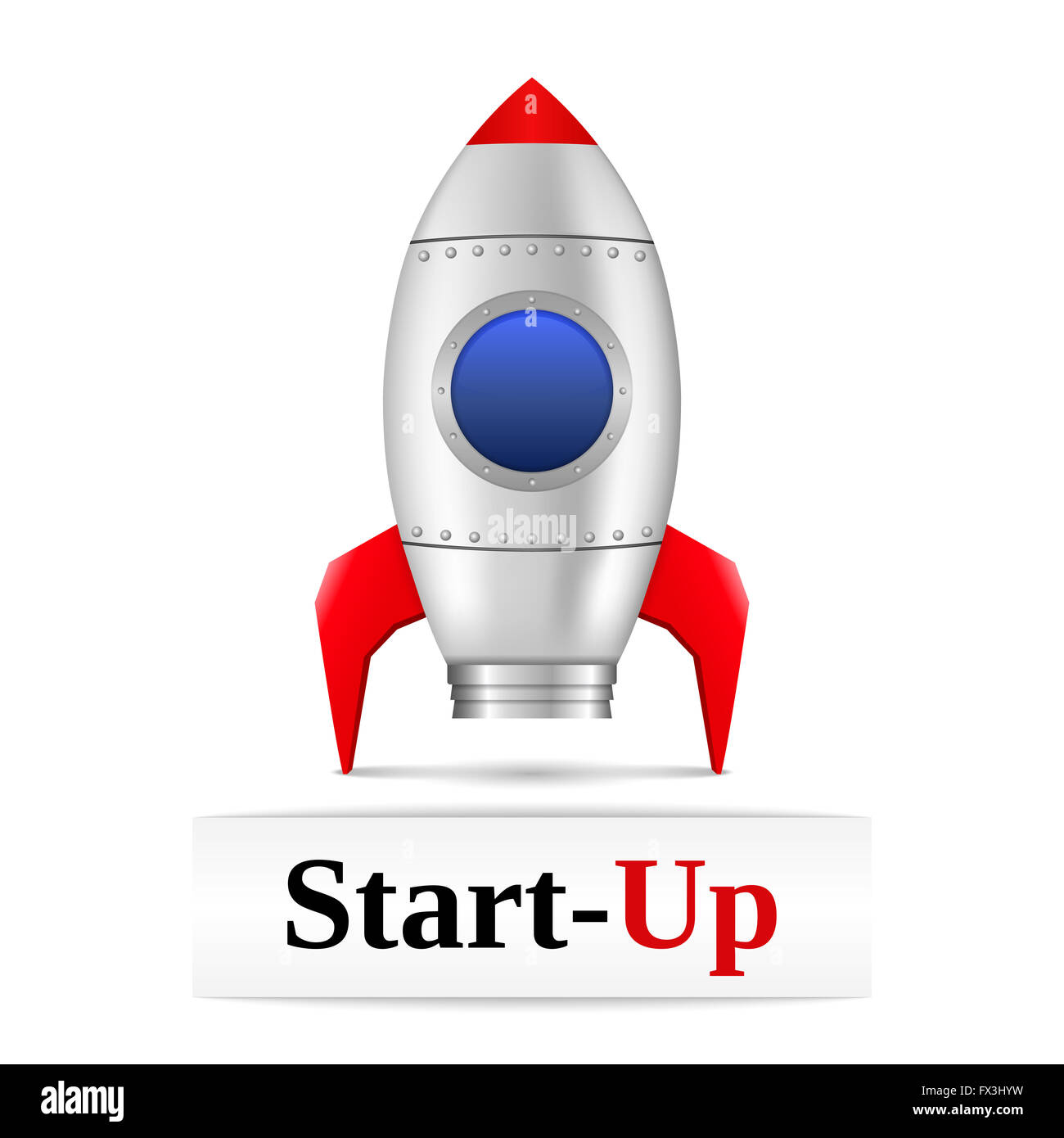 Space rocket with text start-up Stock Photo - Alamy