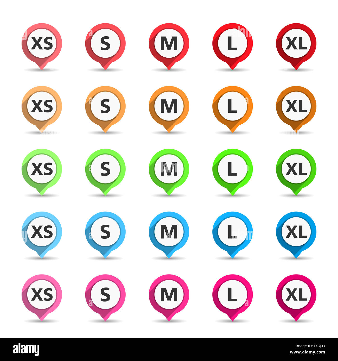 Collection of simple size tags Stock Photo - Alamy