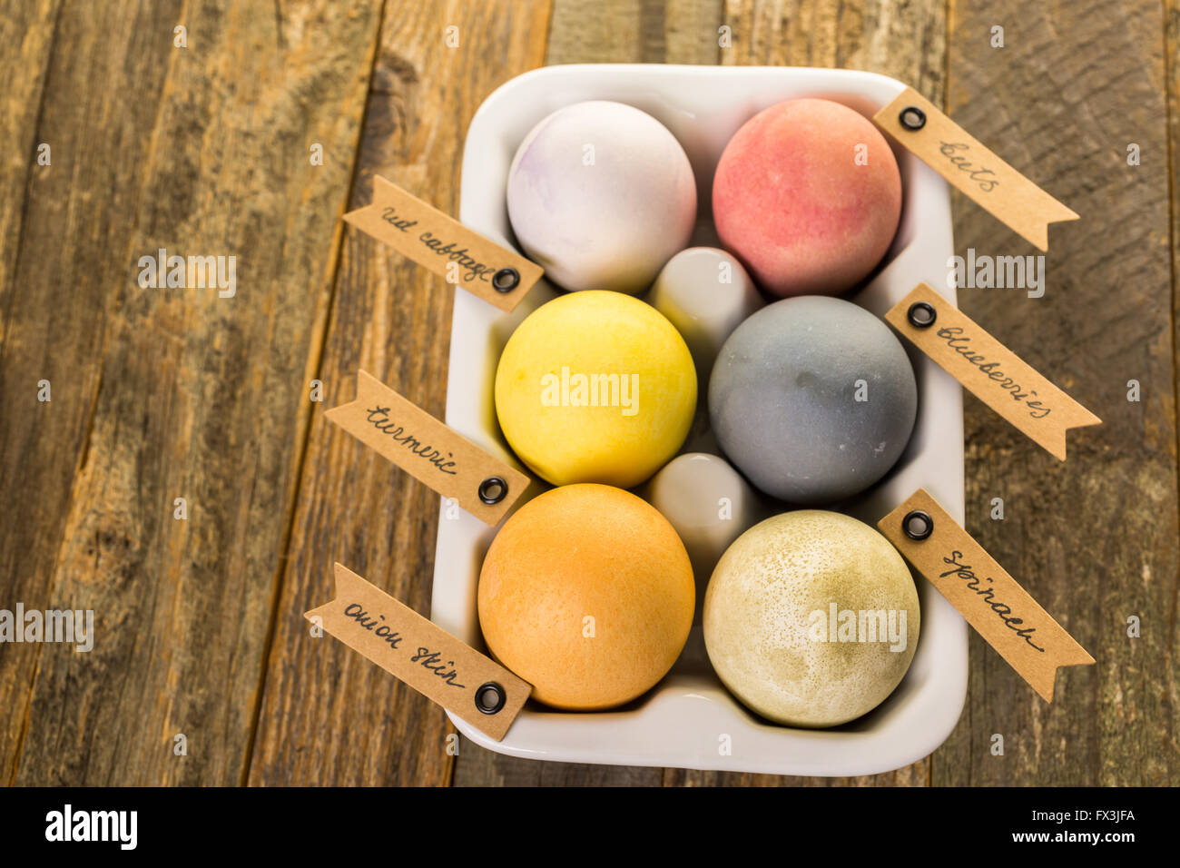Easter eggs painted with natural egg dye from fruits and vegetables ...
