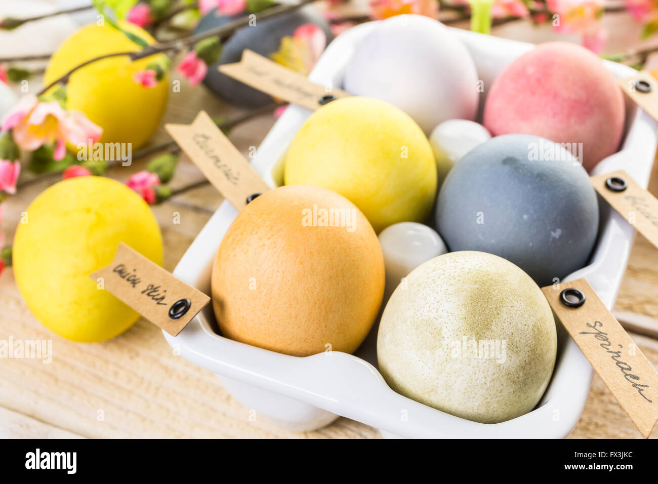 Easter eggs painted with natural egg dye from fruits and vegetables ...