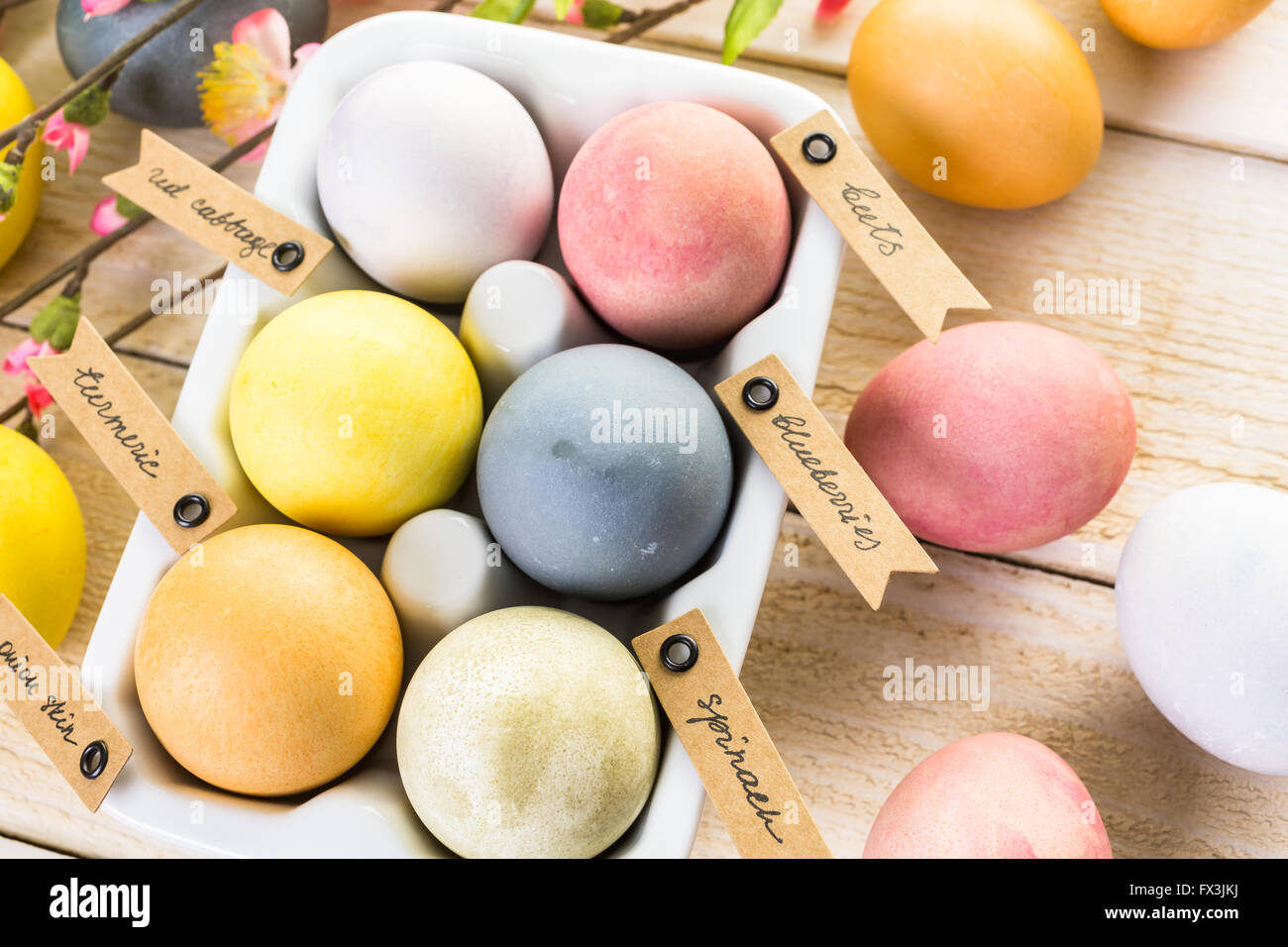 Easter eggs painted with natural egg dye from fruits and vegetables ...