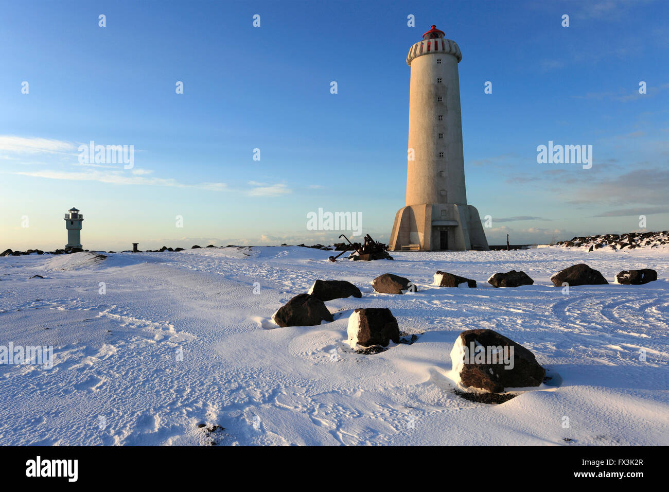 The (new) Akranesviti lighthouse, Akranes town, Snaefellsnes Peninsula ...