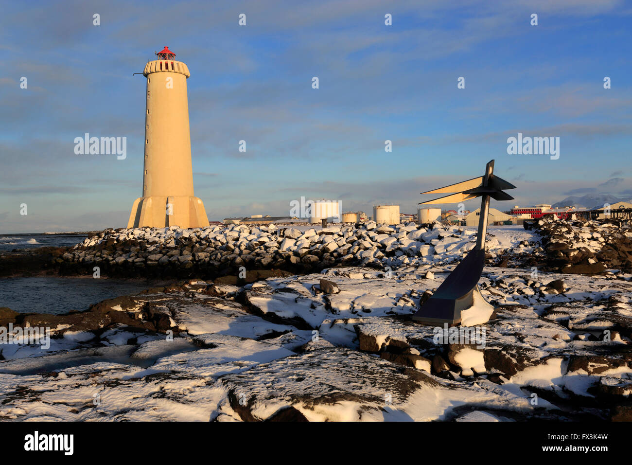 The (new) Akranesviti lighthouse, Akranes town, Snaefellsnes Peninsula ...