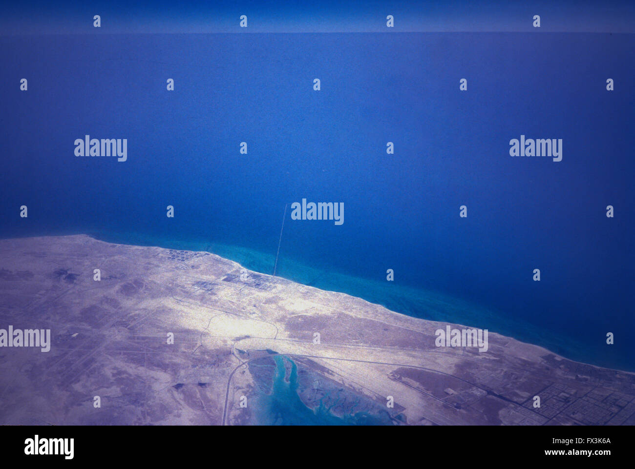 Aerial view of Ras Tanura, Saudi Arabia's key oil refinery and export ...