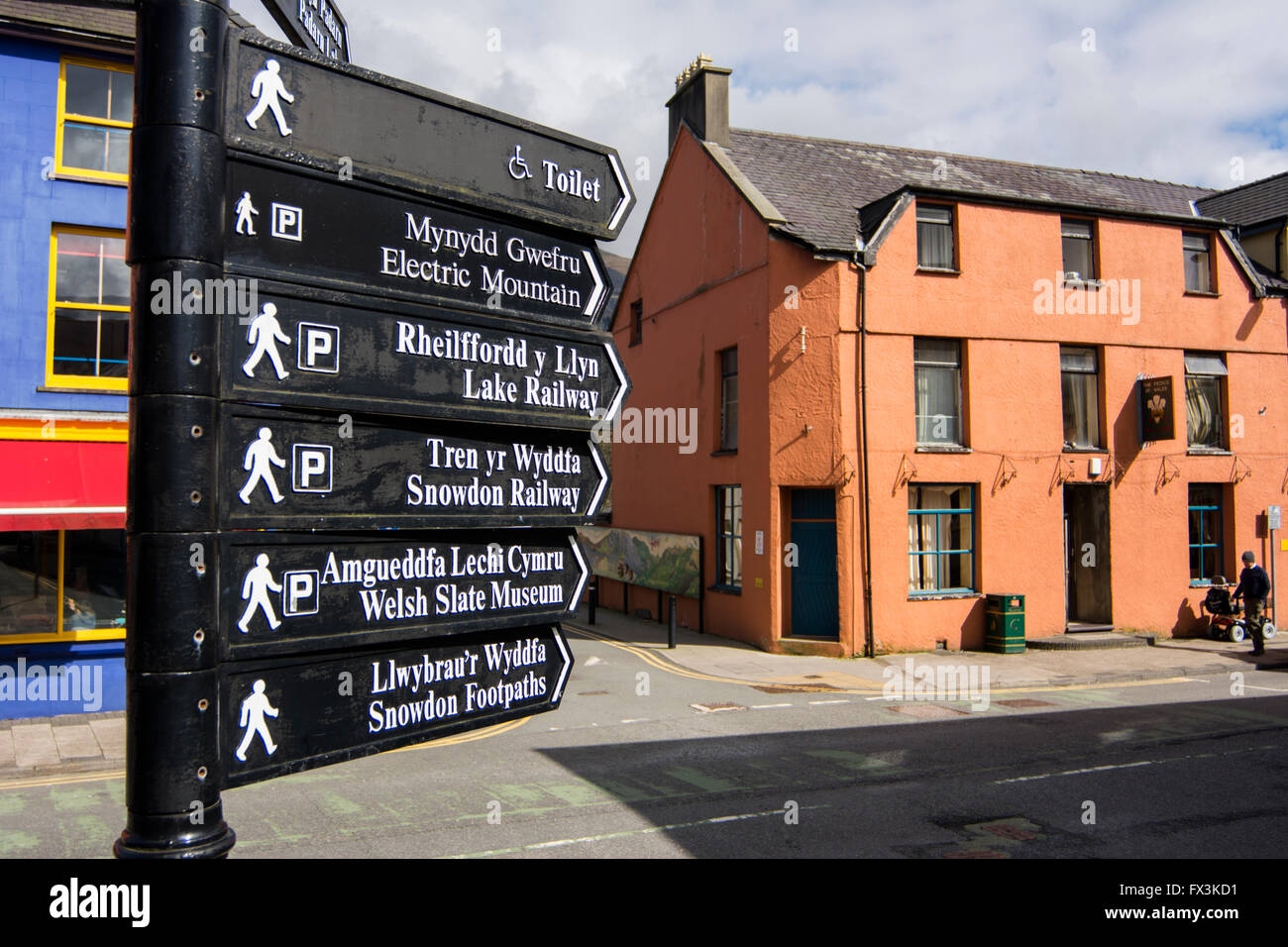Welsh village signpost hi-res stock photography and images - Alamy