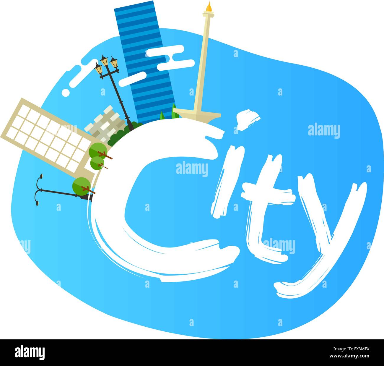 jakarta indonesia city skyline vector illustration landscape ...