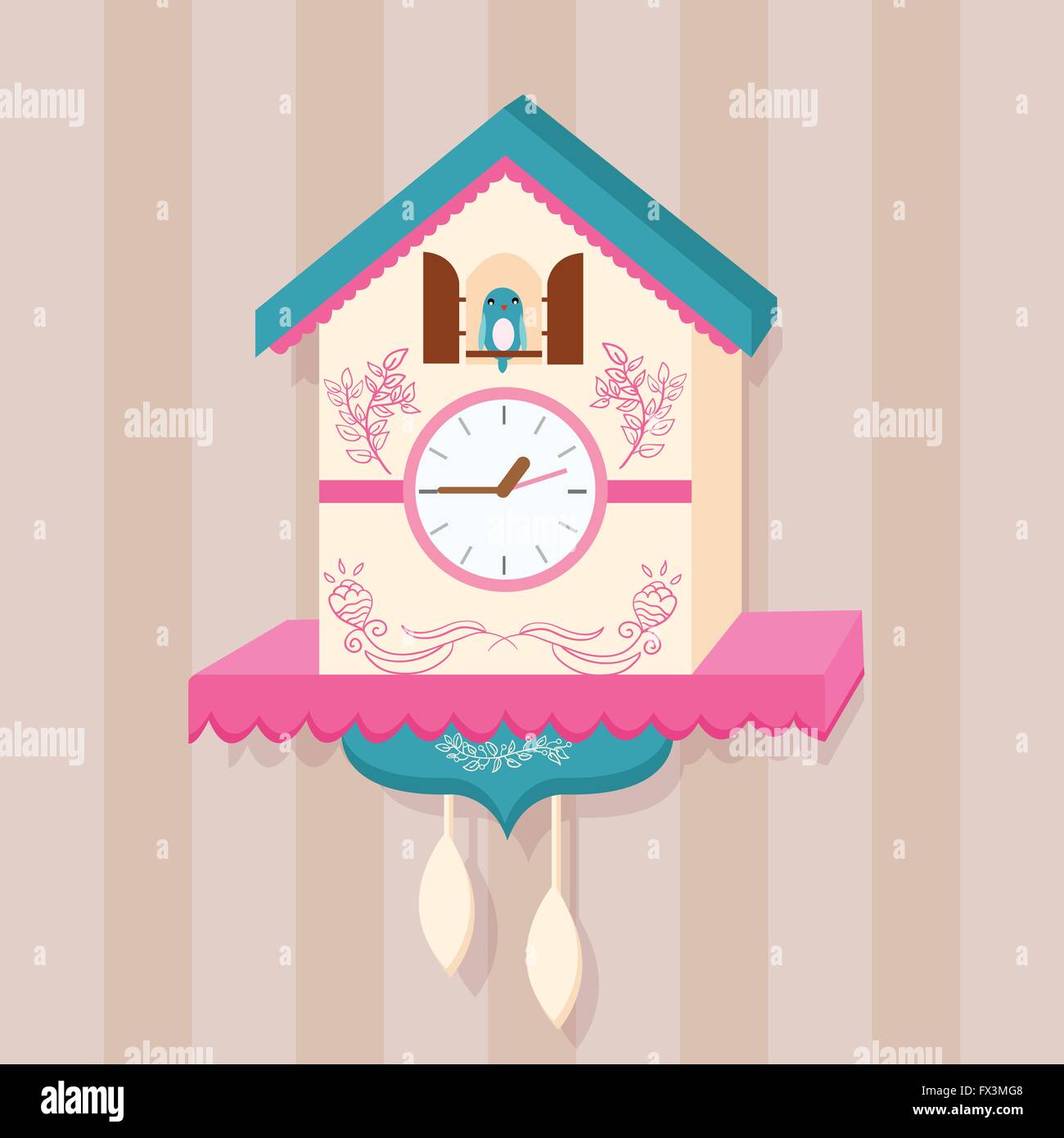 cuckoo clock bird vector on wall flat cute Stock Vector Image & Art - Alamy