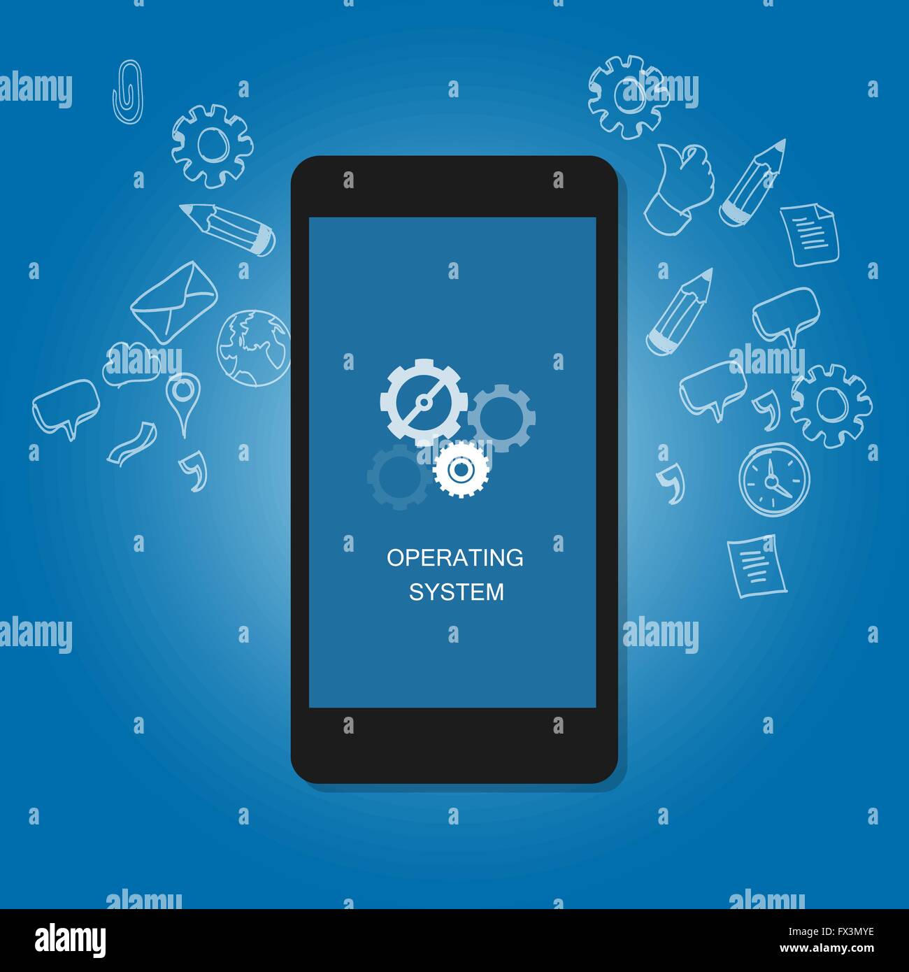 mobile operating system OS cell phone flat illustration Stock Vector ...