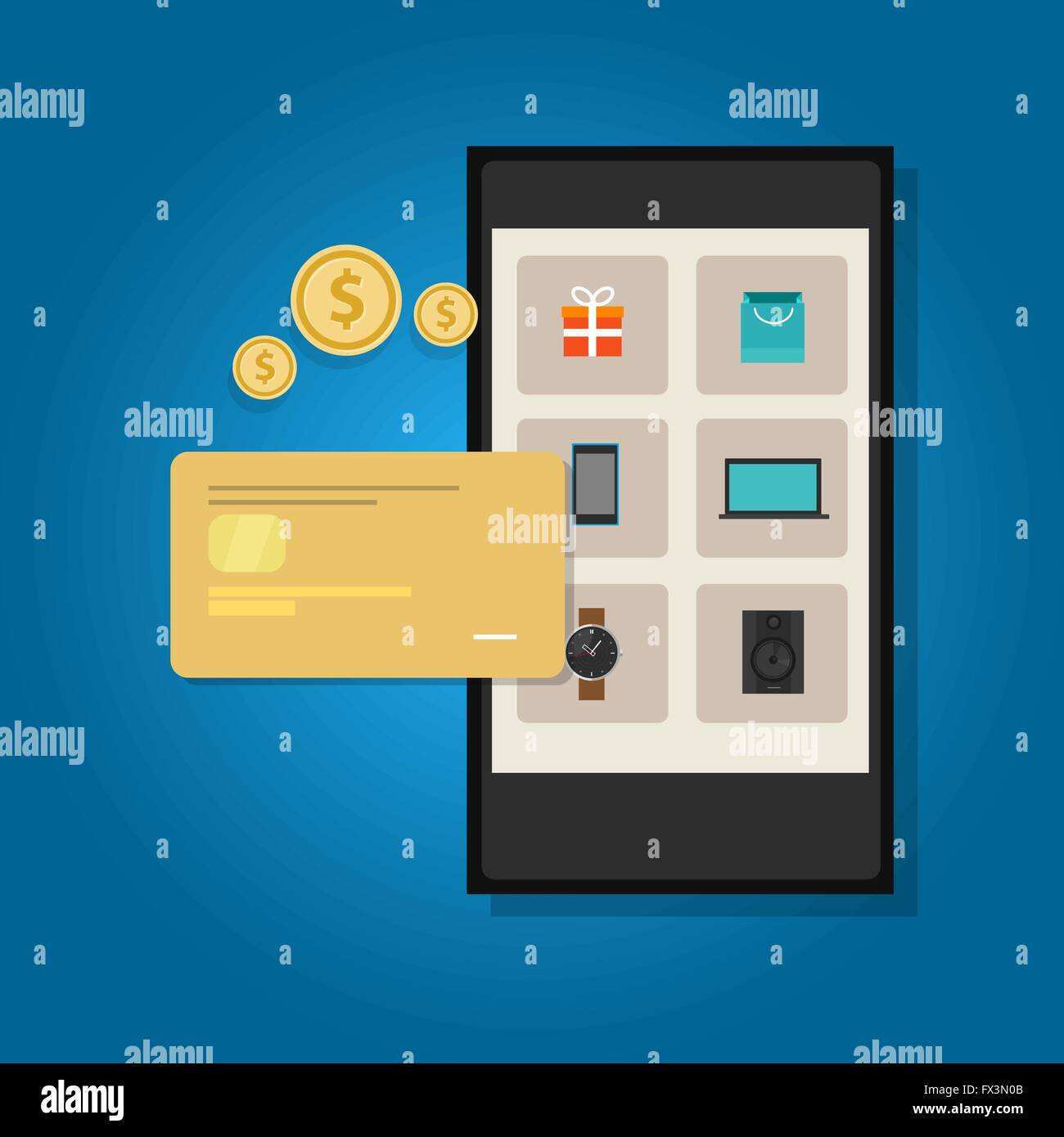 Mobile phone credit card online Stock Vector Images - Alamy