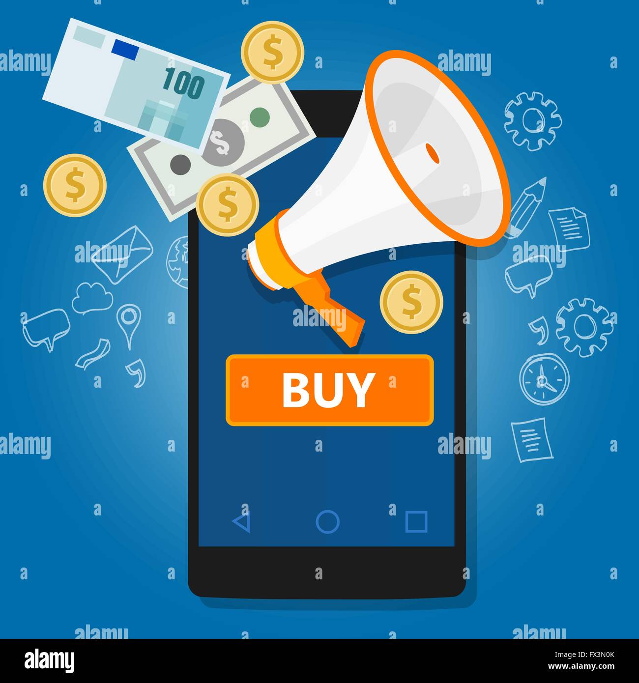 mobile payment click to buy online transaction phone commerce Stock ...