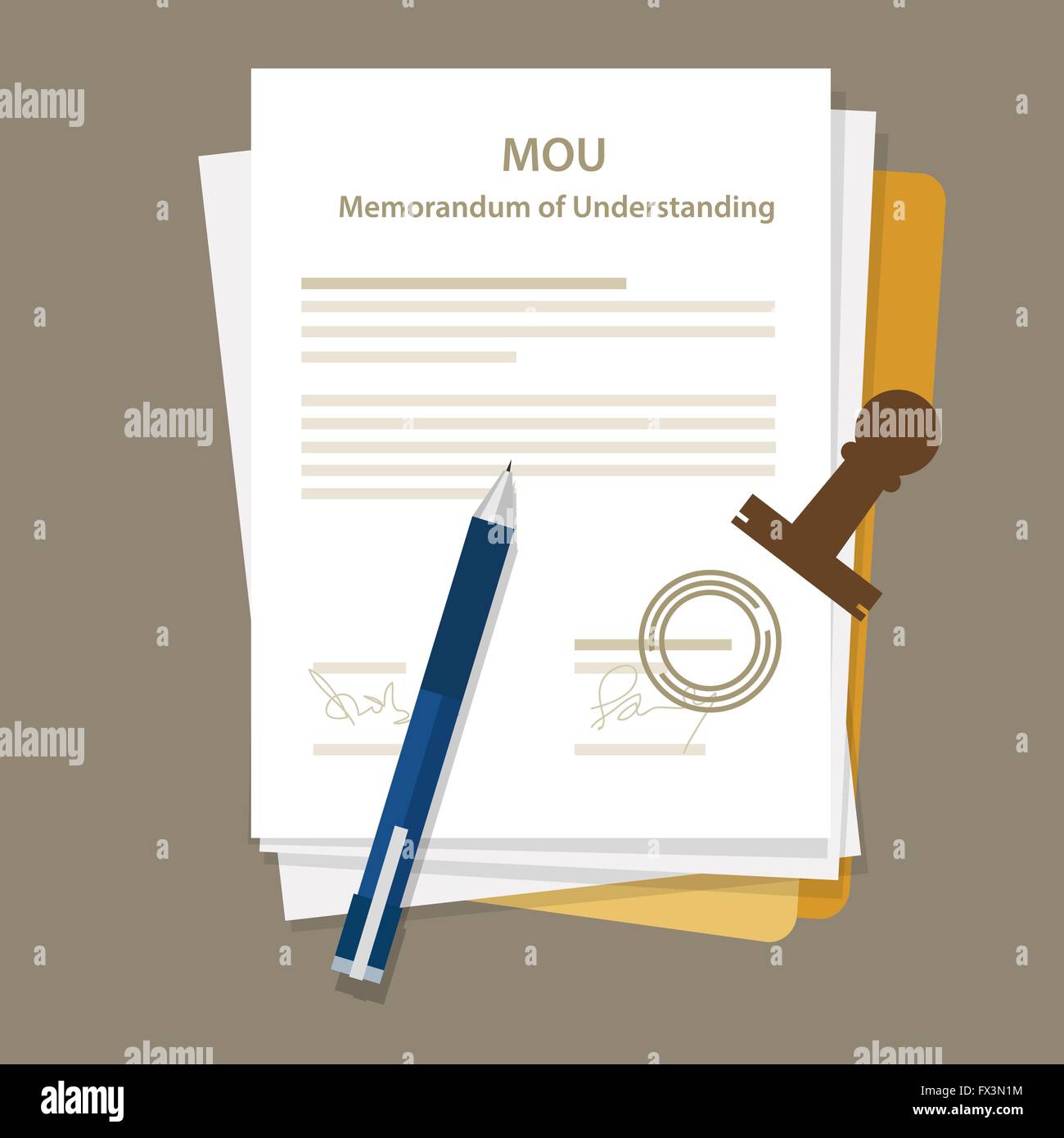 mou memorandum of understanding legal document agreement stamp Stock ...