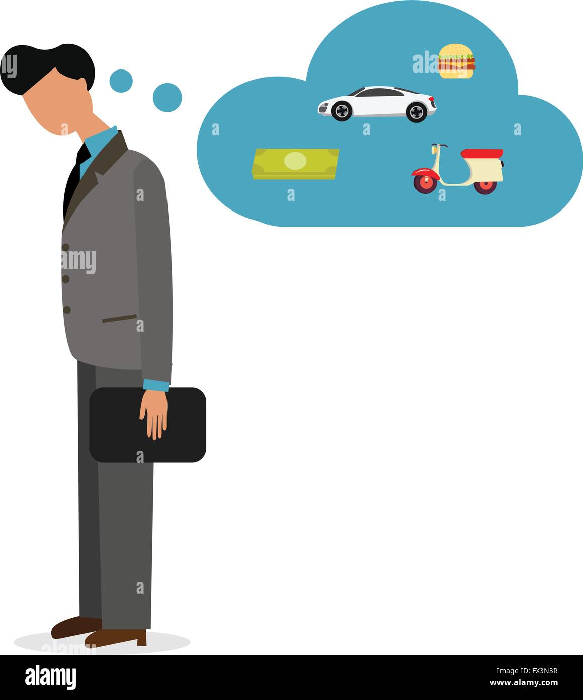 Man thinking money cartoon Cut Out Stock Images & Pictures - Alamy