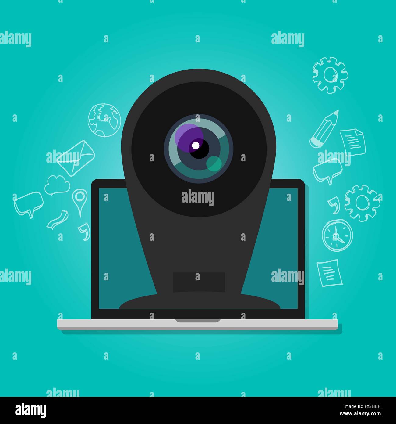 online camera webcam security surveillance internet laptop Stock Vector ...