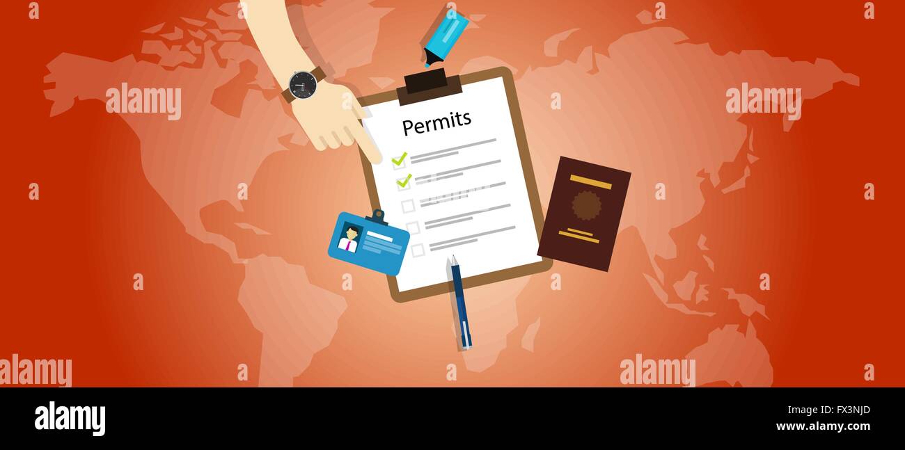 work travel permits passport application immigration Stock Vector Image ...