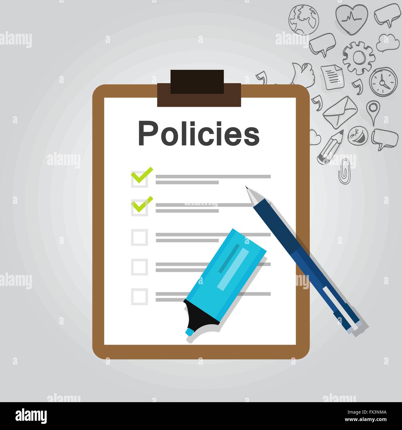 policies regulation concept list document company clipboard Stock ...