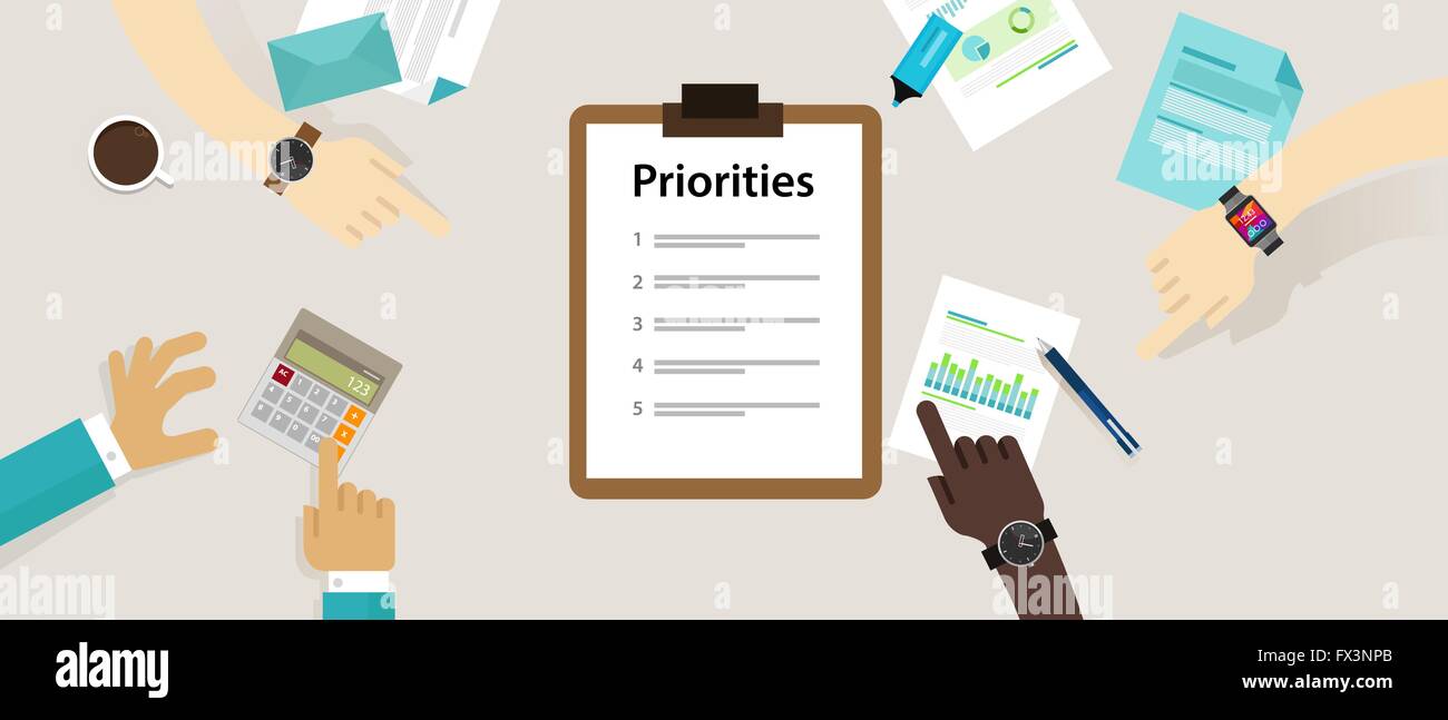priorities priority list desk business personal Stock Vector Image ...