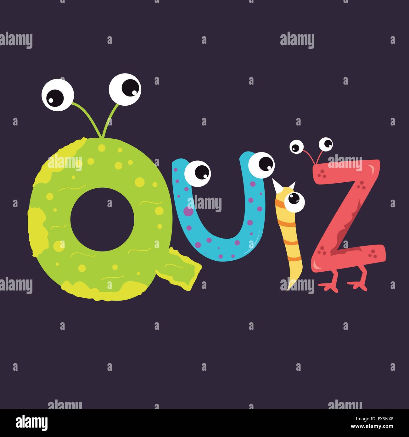 quiz text fun kids character alphabet with eye Stock Vector Image & Art ...