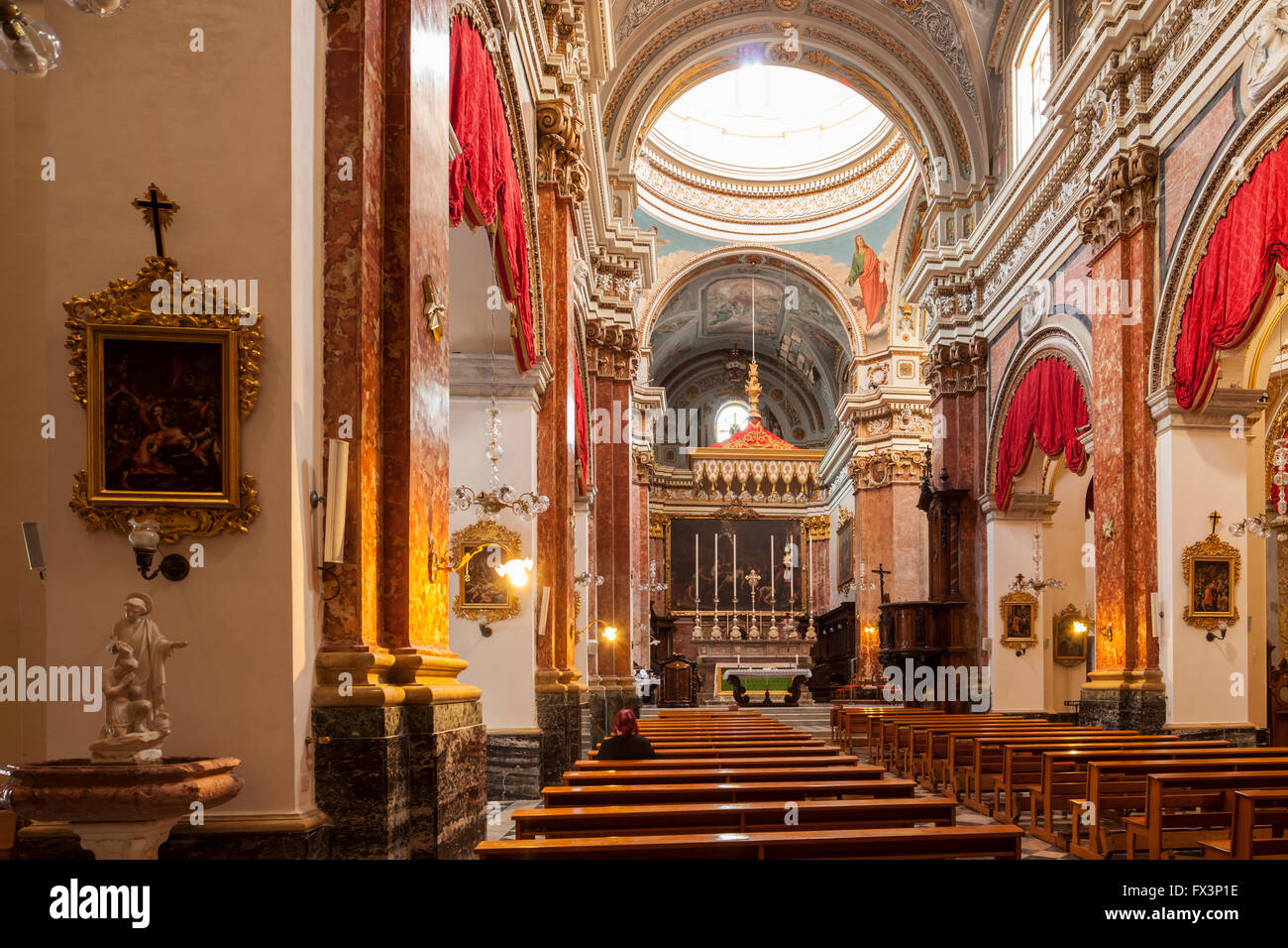 Baroque interior of San Lawrenz church in Birgu, Malta Stock Photo - Alamy
