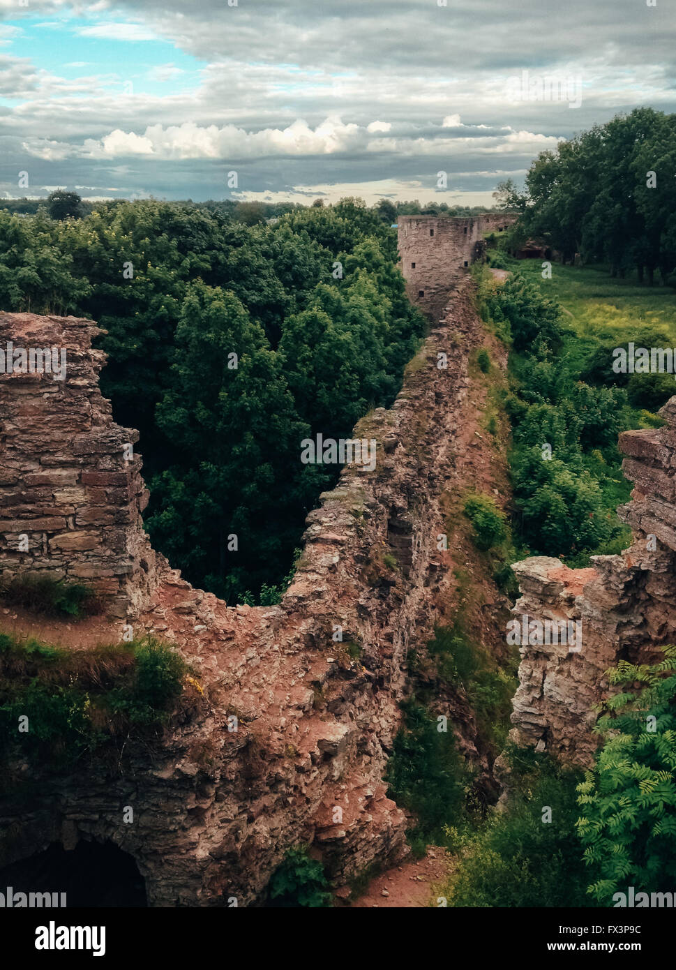 Beautiful natural photo with the stone building in a distance Stock ...