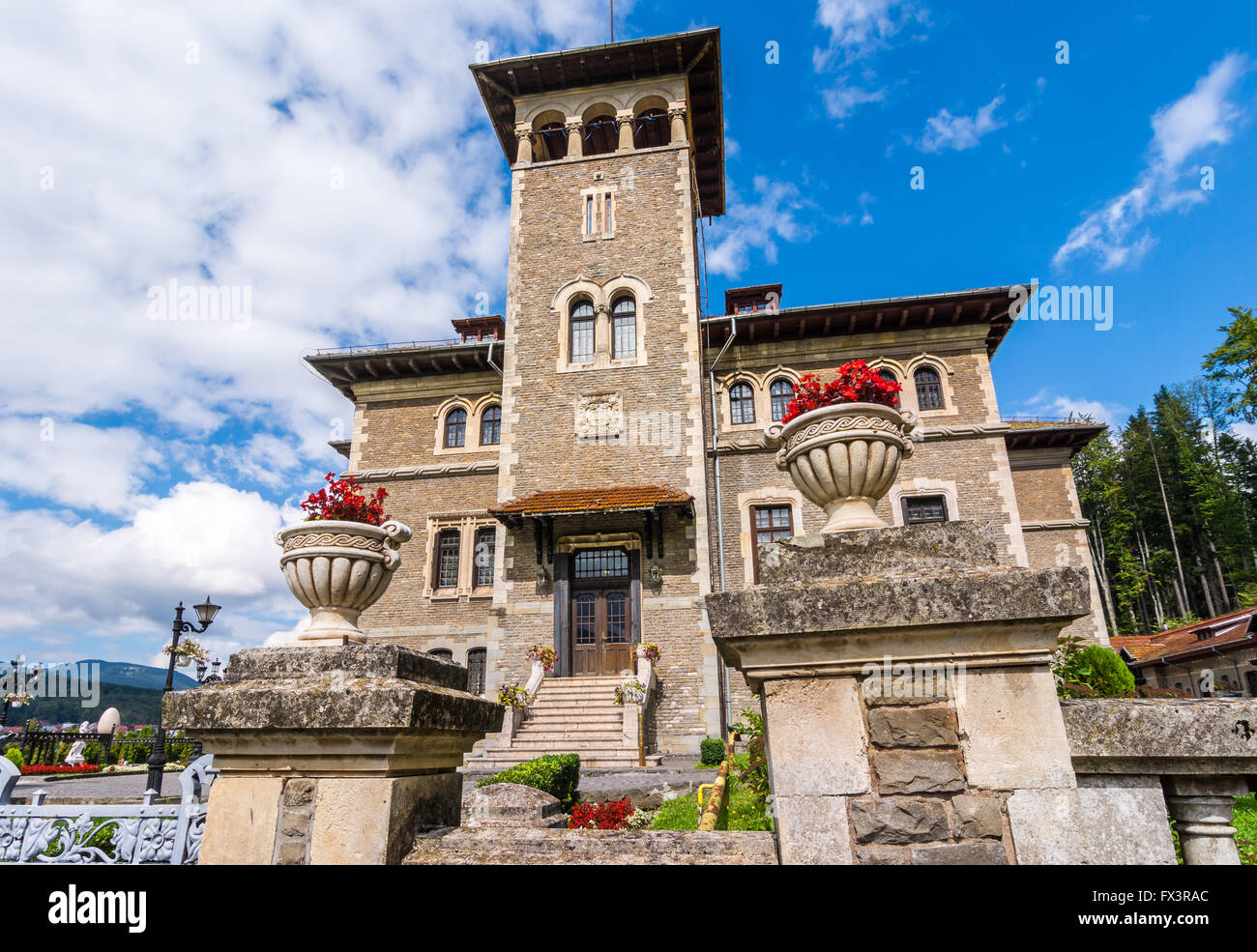Exterior view of Cantacuzino Castle, Bucegi, Romania Stock Photo - Alamy