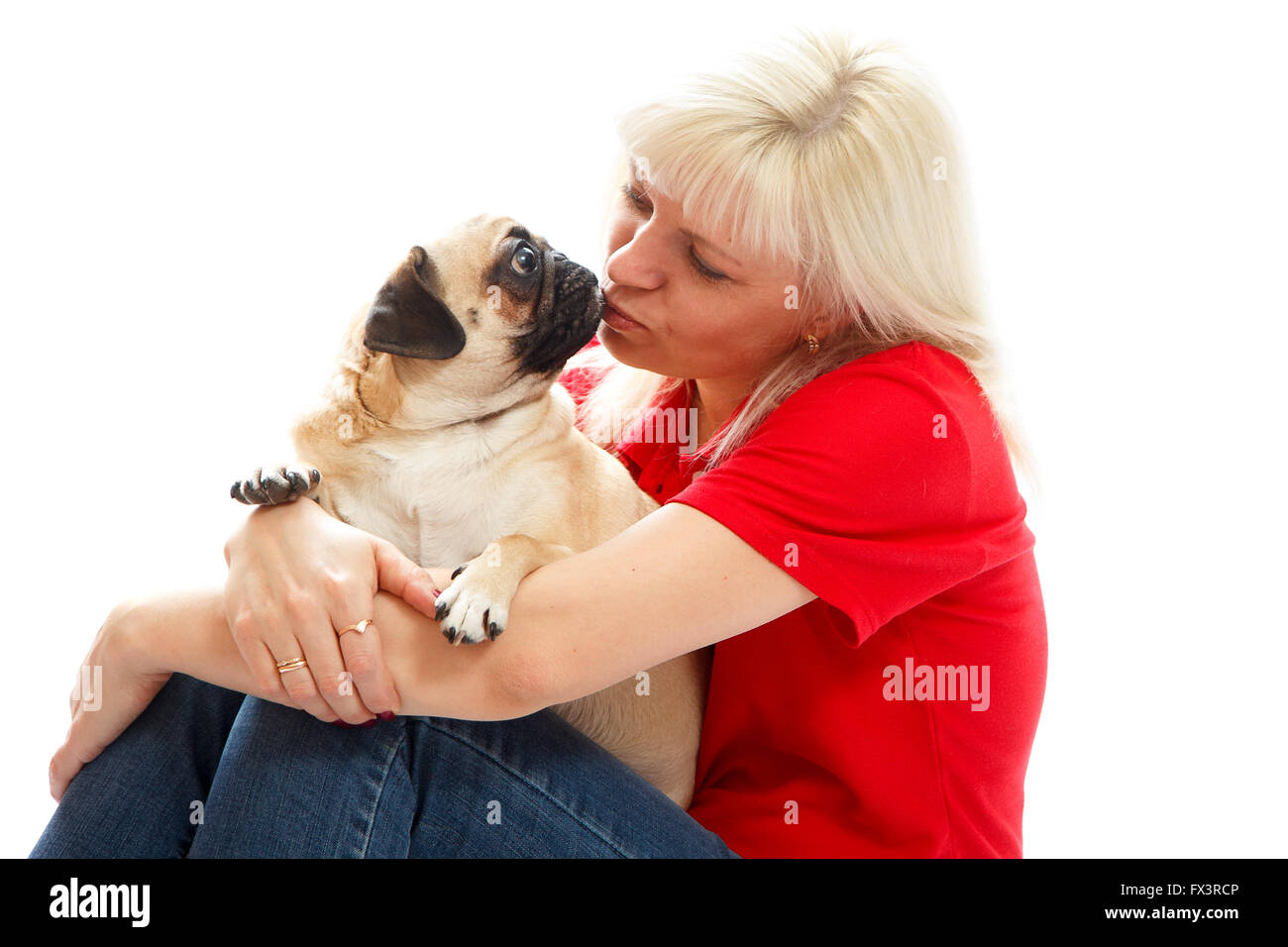 oman kissing a pug Stock Photo - Alamy