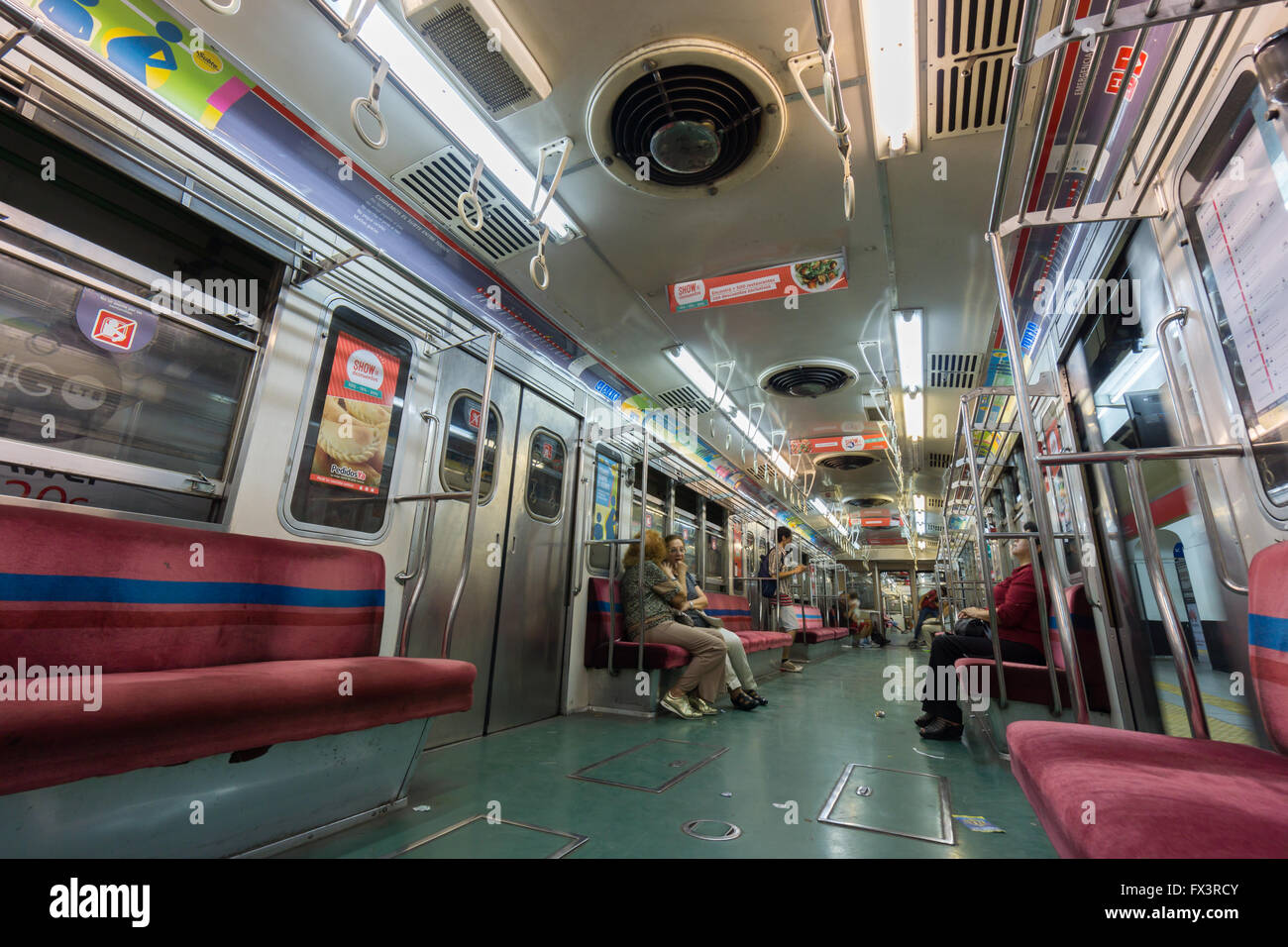 Interior of subway train Stock Photo - Alamy