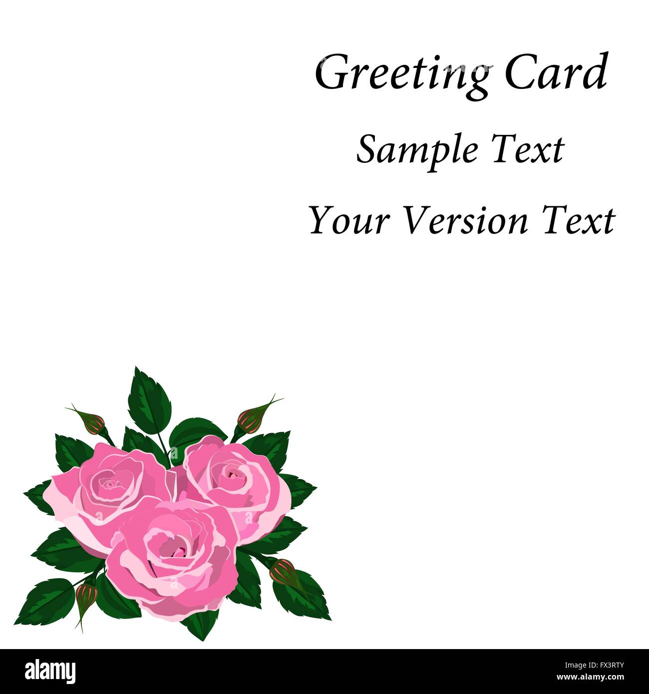 Greeting card with pink roses Stock Vector Image & Art - Alamy