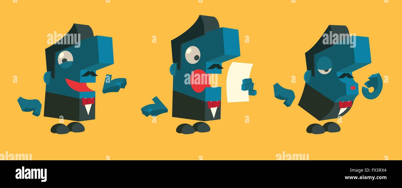 Cartoon entertainer. Cartoon funny elegant entertainer. Action set ...