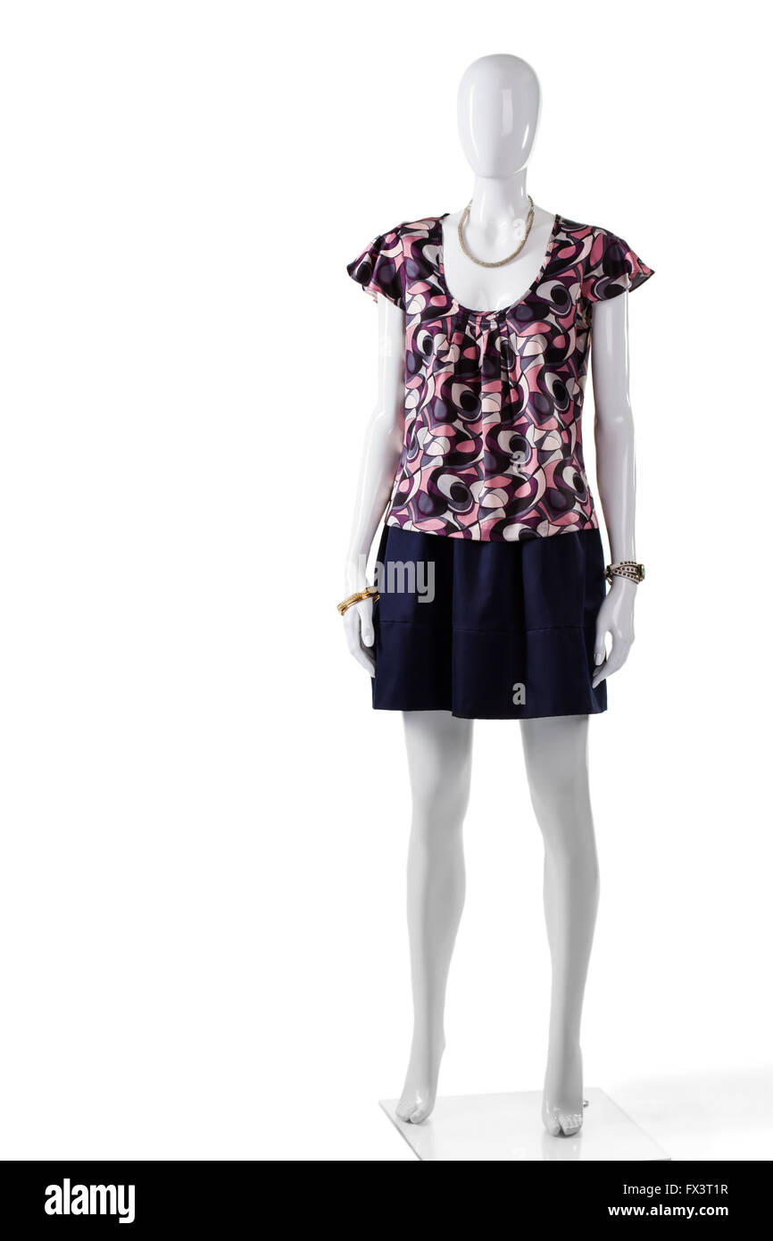 Mannequin wearing short u-neck blouse Stock Photo - Alamy