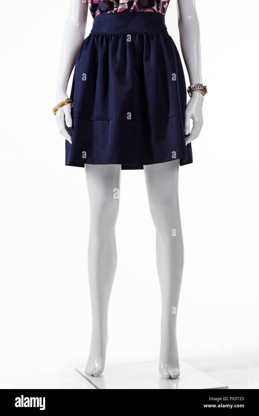 Short navy skirt on mannequin Stock Photo - Alamy