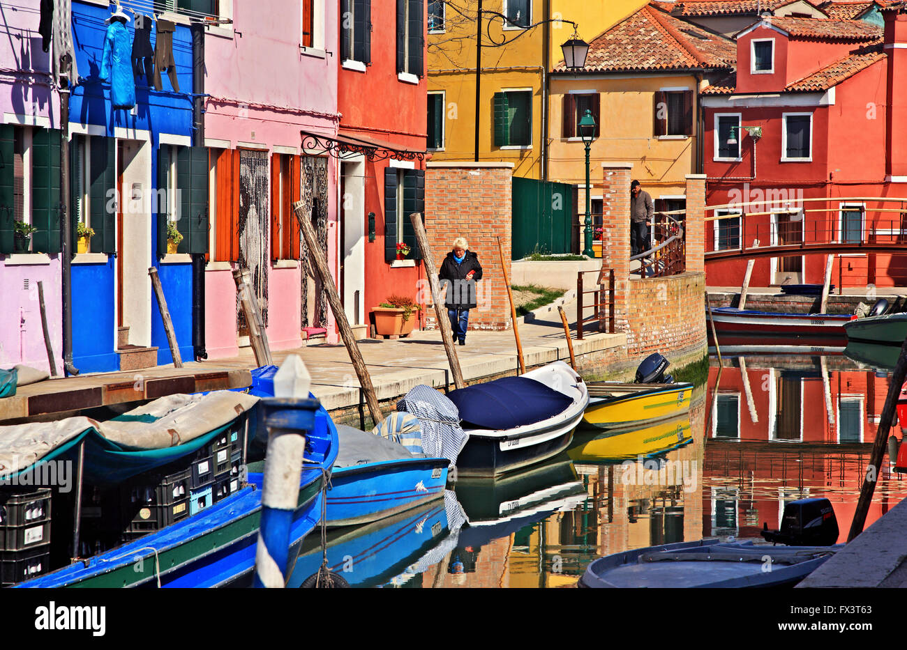 Colorful houses of picturesque Burano island, Venice, Veneto, Italy ...