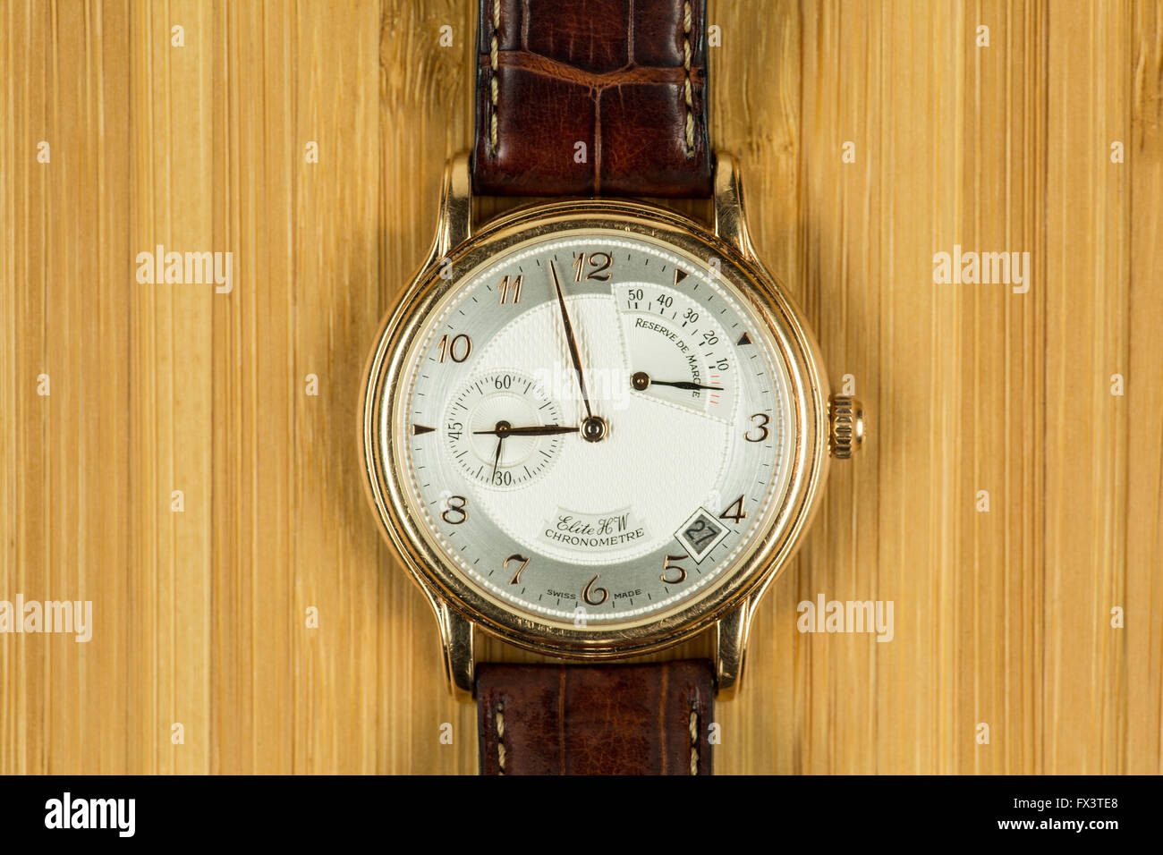 Luxury man's gold watch with a chronometer, date and seconds Stock ...