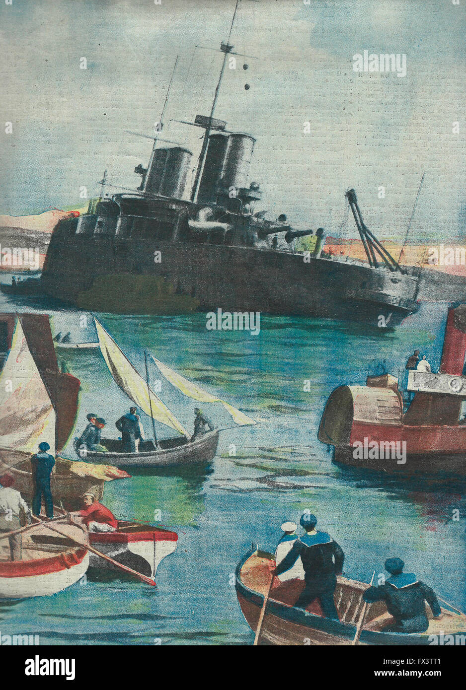 The Italian armoured cruiser San Giorgio (launched 1908) stranded at ...