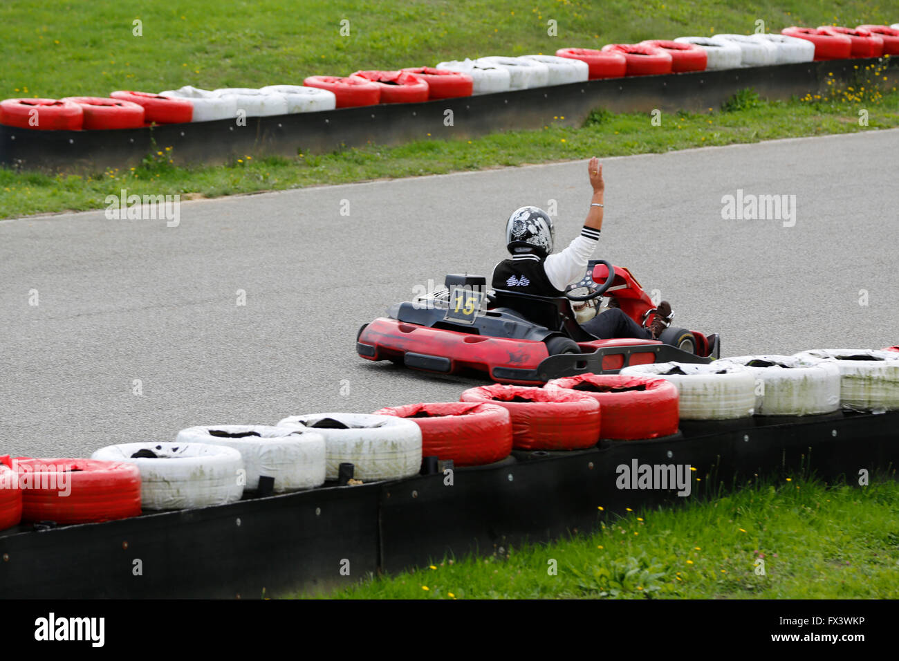 Outside go cart race Stock Photo - Alamy