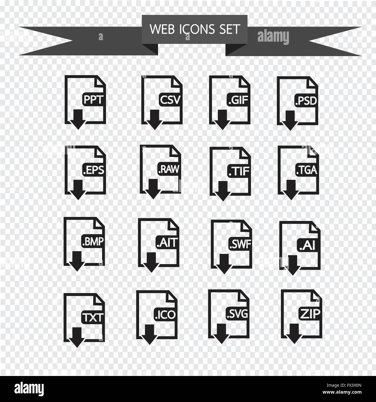 Files Format Icon Set Stock Vector Image & Art - Alamy