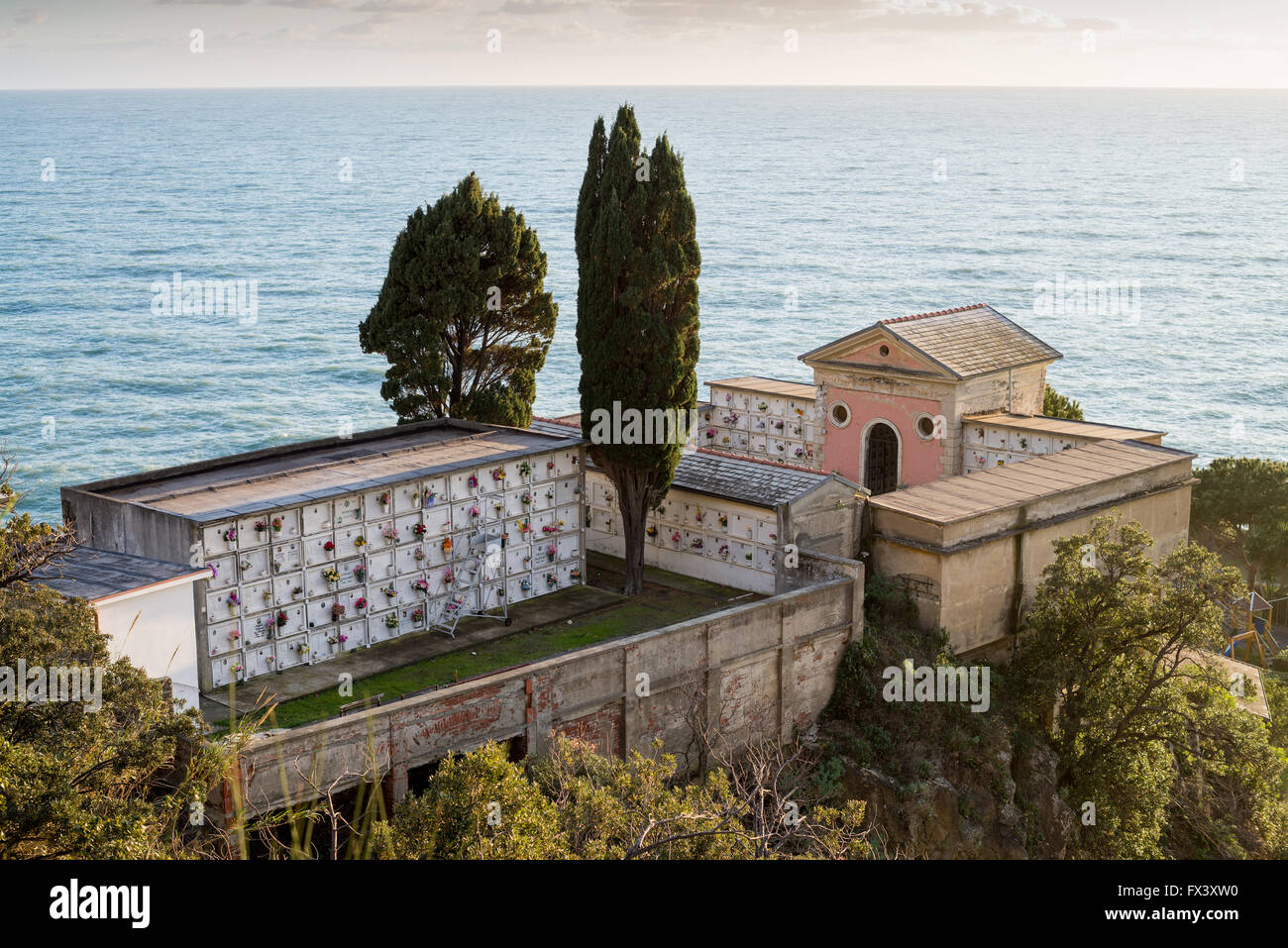 Chapel and cemetery, UNESCO World Heritage Site, Manarola, Cinque Terre ...