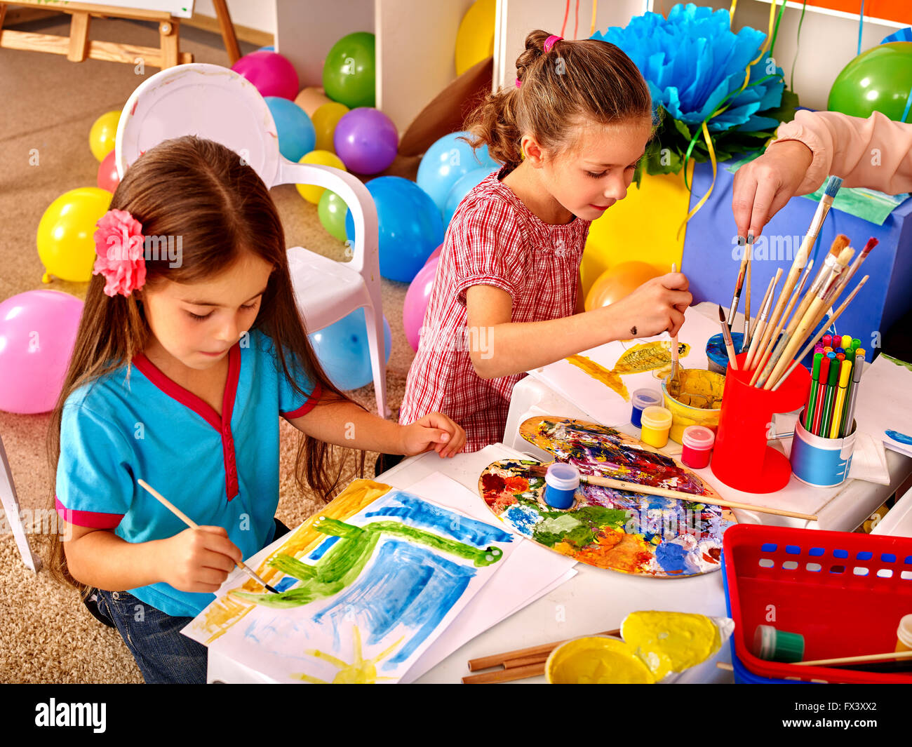 Children learn to draw in prep school Stock Photo - Alamy
